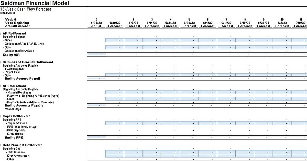 FREE Standard Cash Flow Template by Carl Seidman, CPA/CFF, CSP, CFE ...