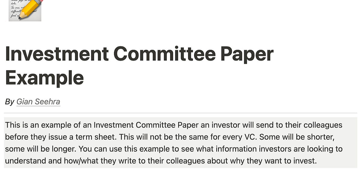 A Tier-1 VC Investment Committee Paper by Gian Seehra on Maven